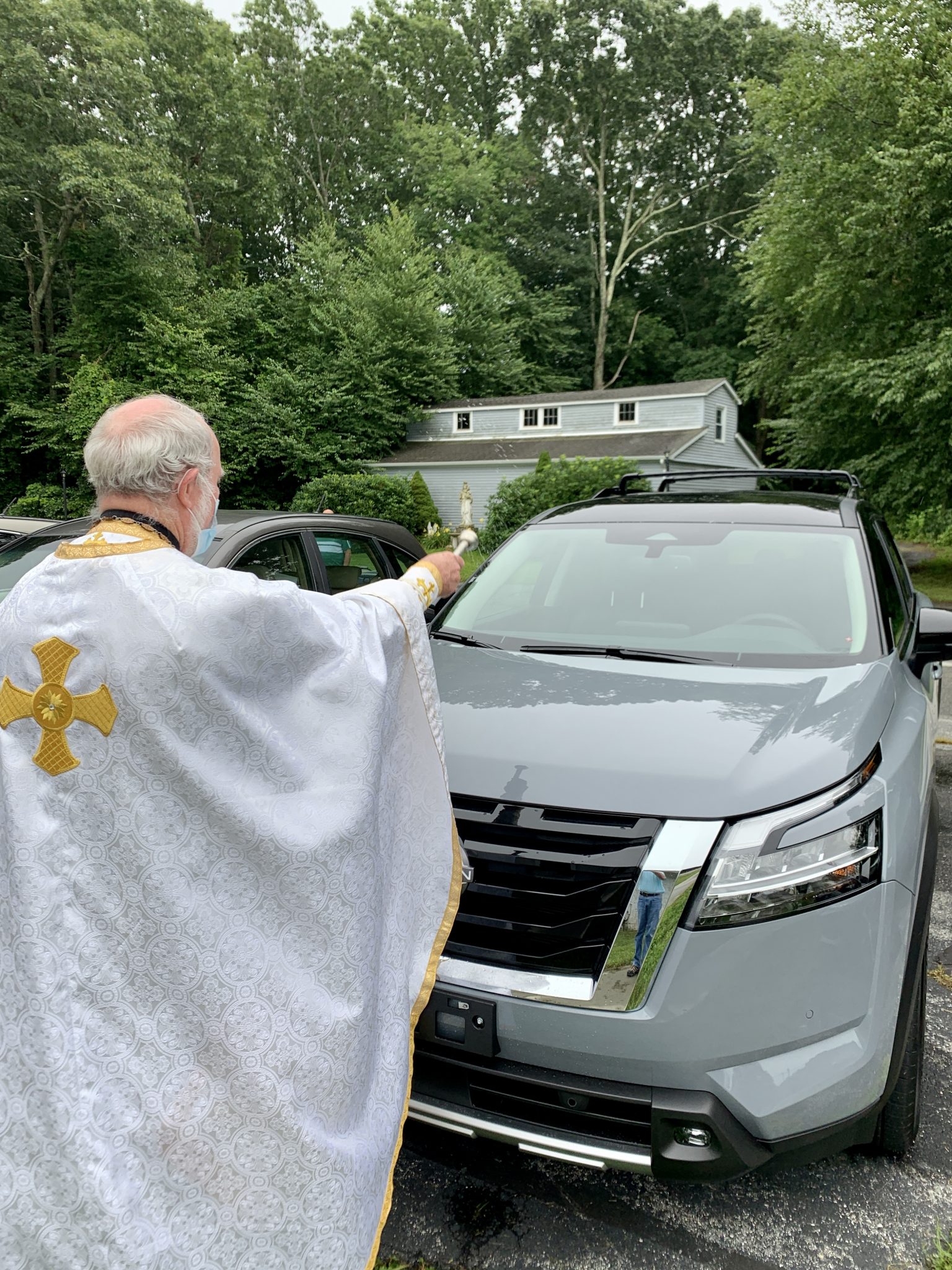 Fr Dennis blessed cars today – St. Ann Melkite Catholic Church